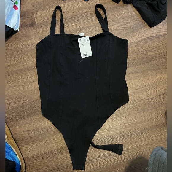 H&M | Tops | H M Black Corset Structured Body Suit Nwt | Poshmark